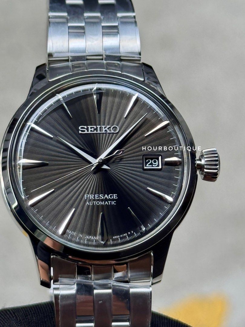 Brand New Seiko Presage Dark Grey Dial Cocktail Time Automatic Watch S ...